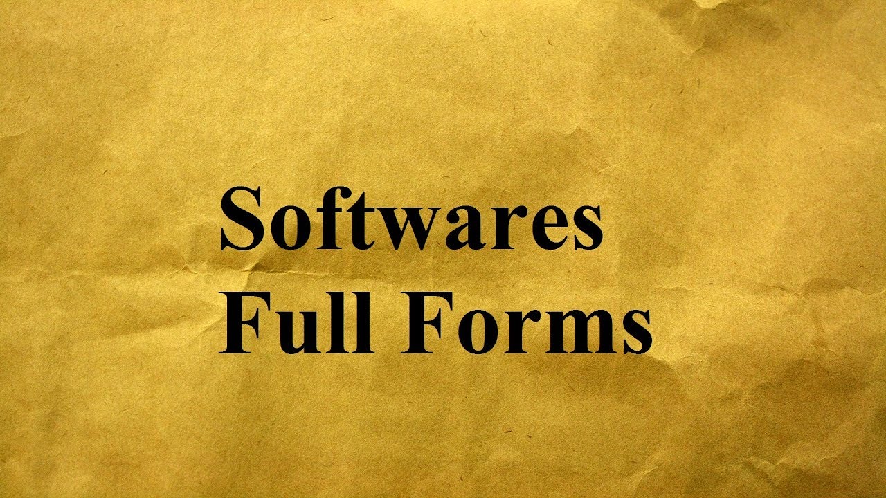 Software’s Full Forms - YouTube