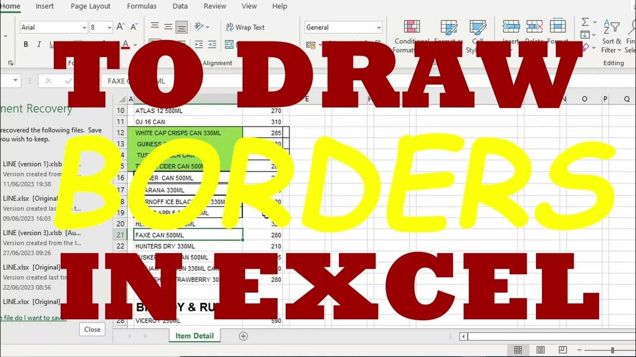 How to Draw Cell Borders in Microsoft Excel Tutorial - YouTube