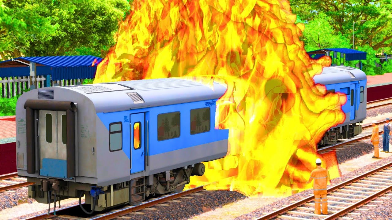 TRAIN CROSSING FIRE ACCIDENT EXPRESS TRAIN | BUMPY RAILROAD Train Simulator | Railwork | NTG ...