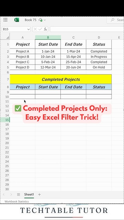 How To Filter Completed Projects In Excel Quick And Easy Guide Excel Excelshorts Shorts