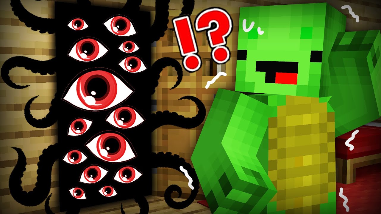 Mikey has OPENED SCARY DOOR in Minecraft ! What's Inside Scary Door ...