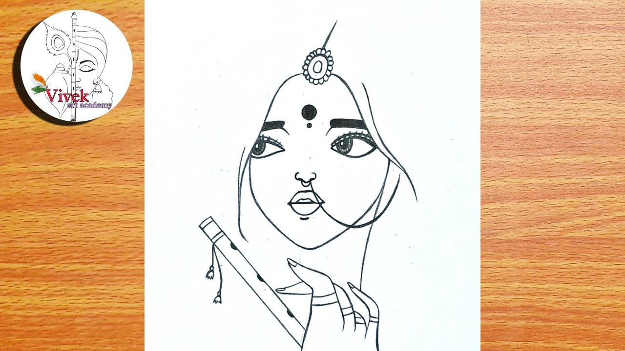 Radha drawing Tutorial | Beautiful Radha Rani Pencil Sketch | Step by ...