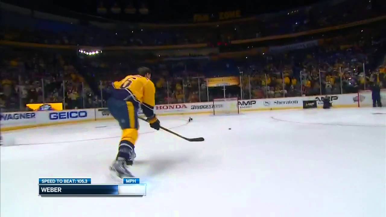Shea Weber hits 108.1 MPH Slapshot - YouTube