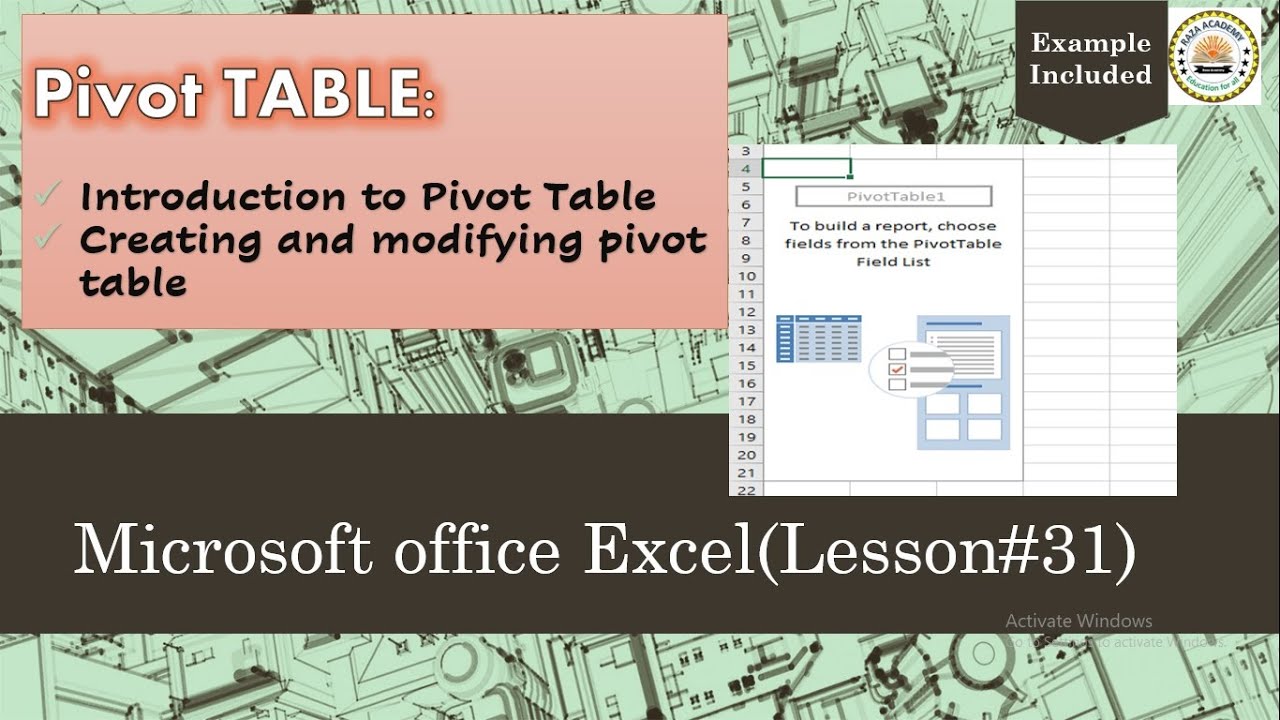 MS Excel Lesson 31 | what is a pivot table and how does it work | how ...