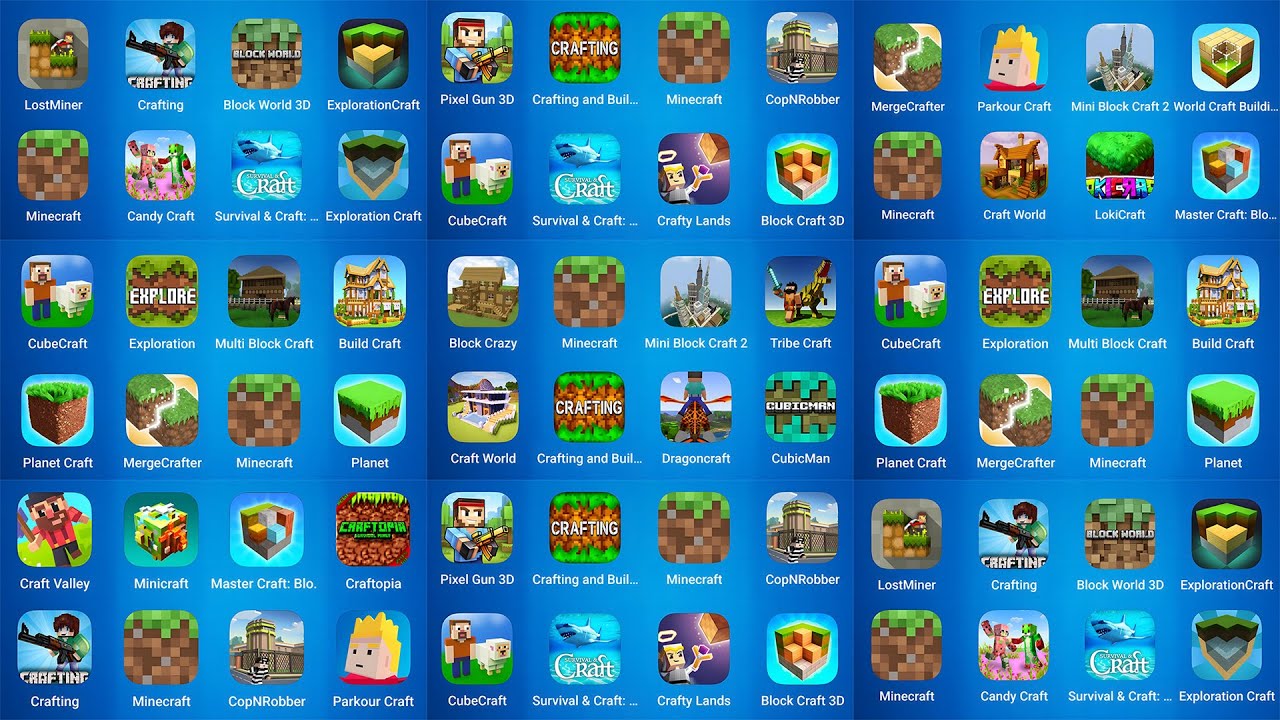 Minecraft, Pixel Gun 3D, Crafting and Building, Block World 3D, Candy Craft, Cube Craft ...