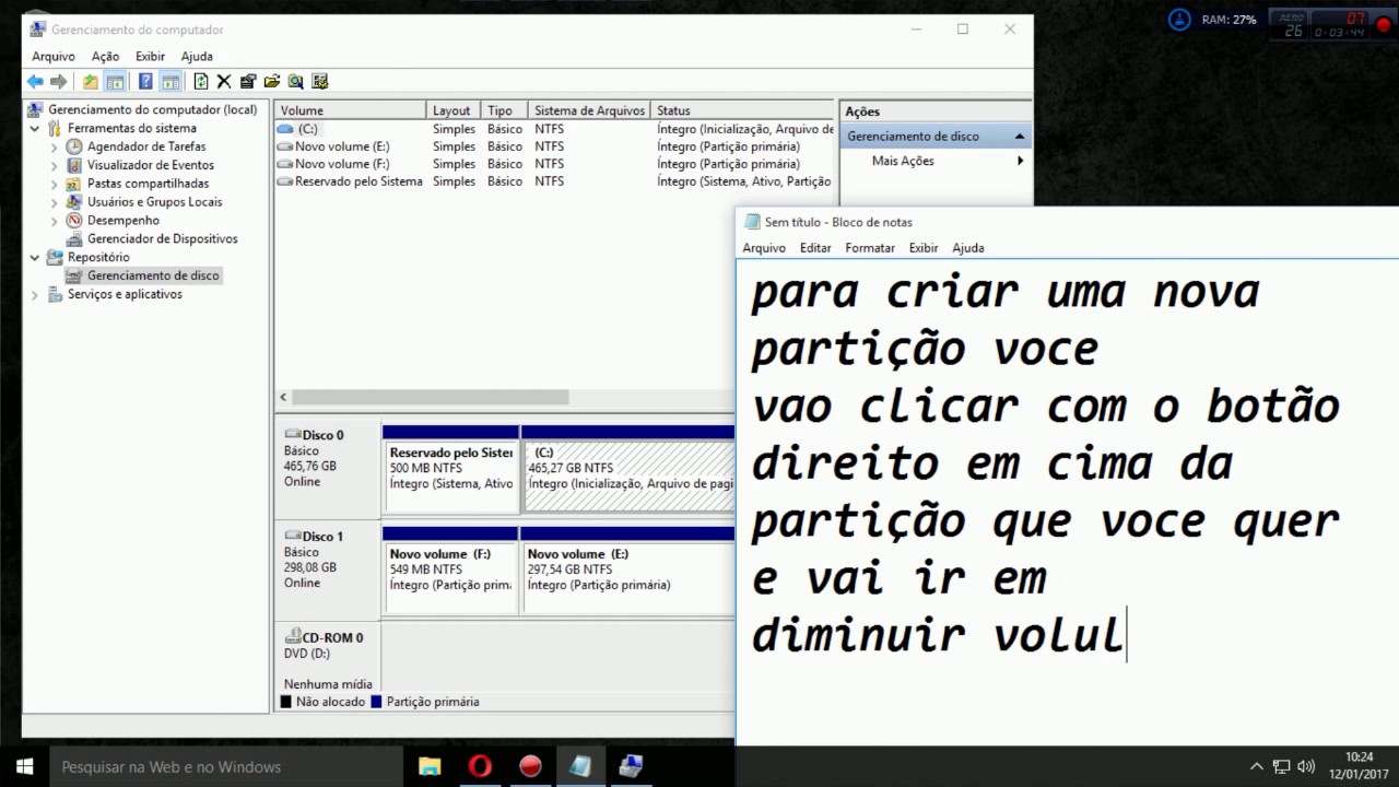 Criando Particionamento De Disco No Windows 10 - YouTube