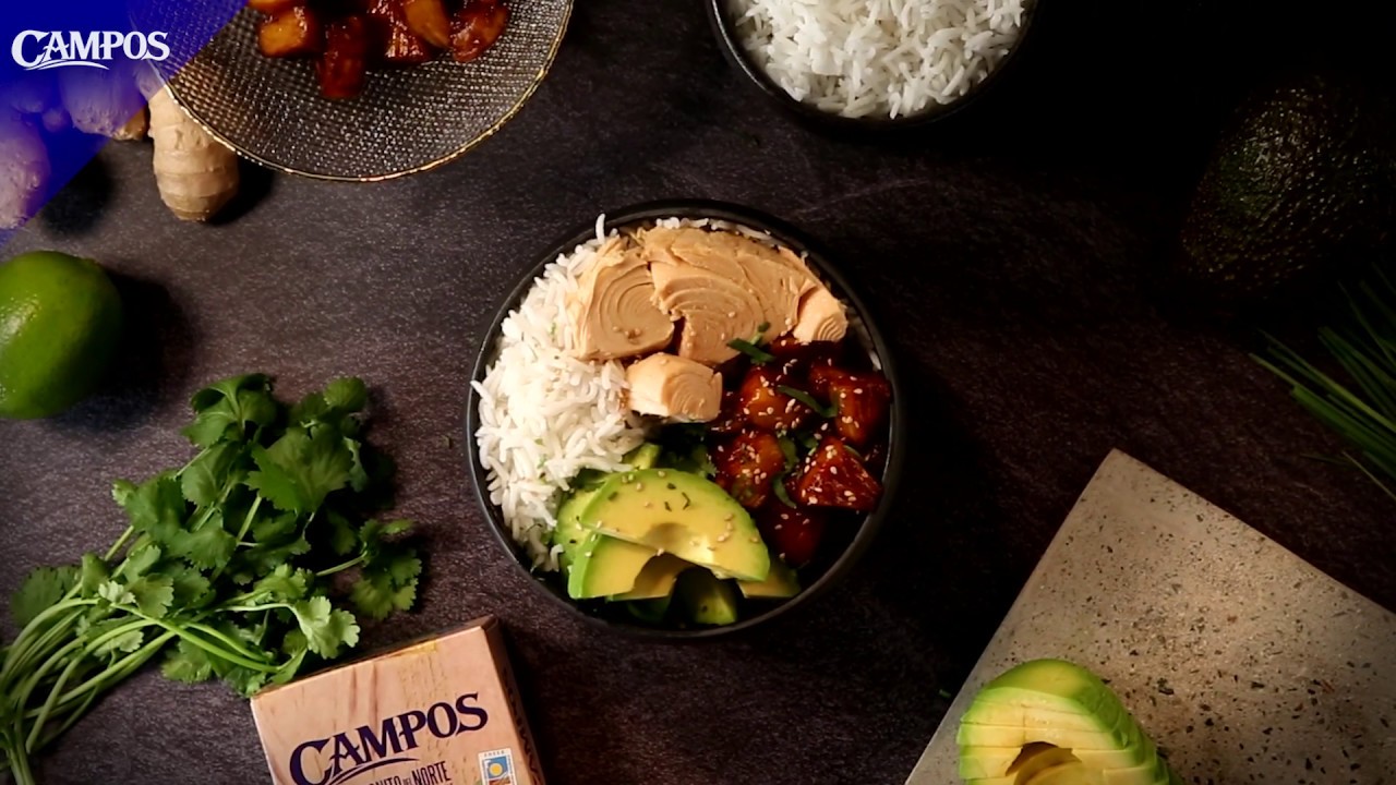 Poke de Bonito del Norte Club Campos con aguacate, piña y arroz basmati ...