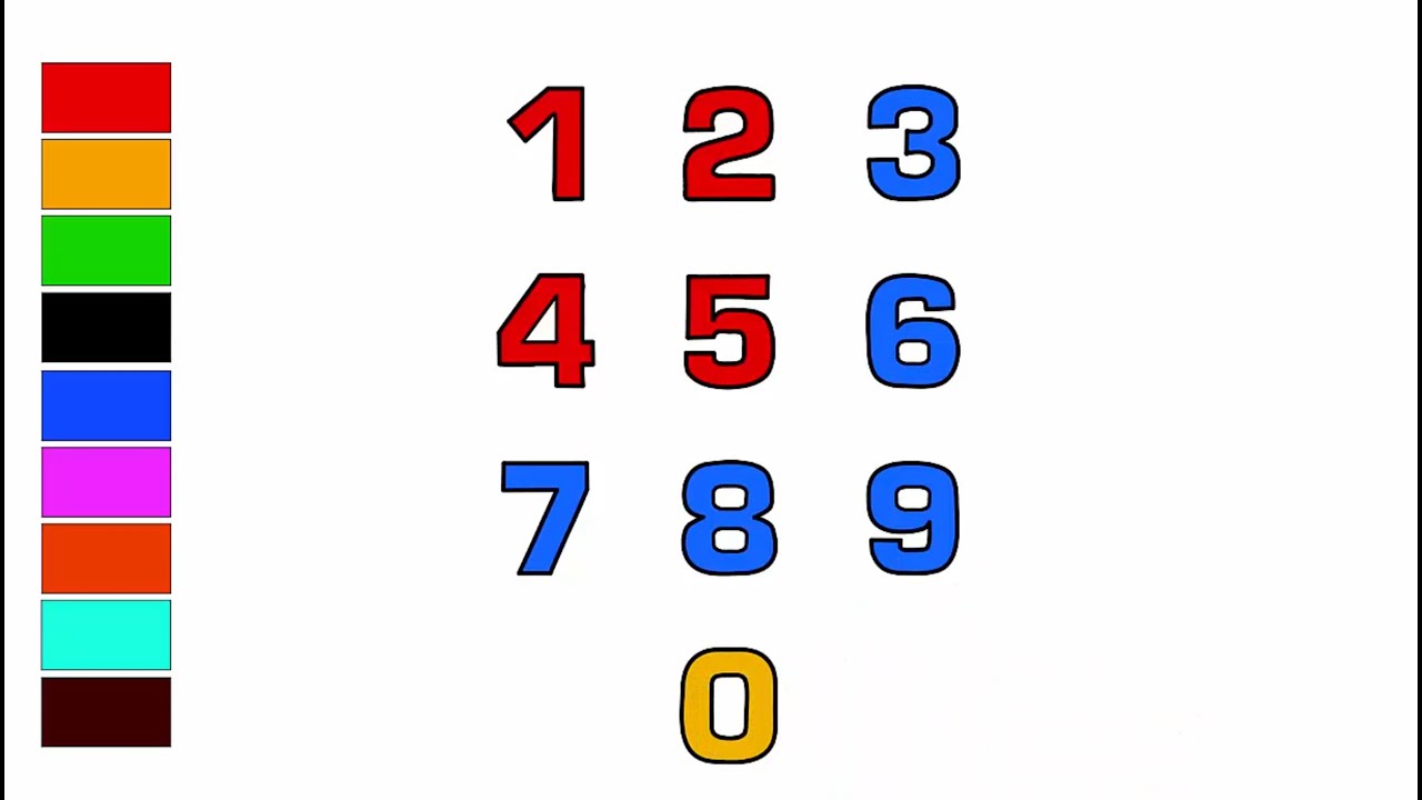 Learn Colors With Numbers 0-9 Drawing and Coloring - YouTube