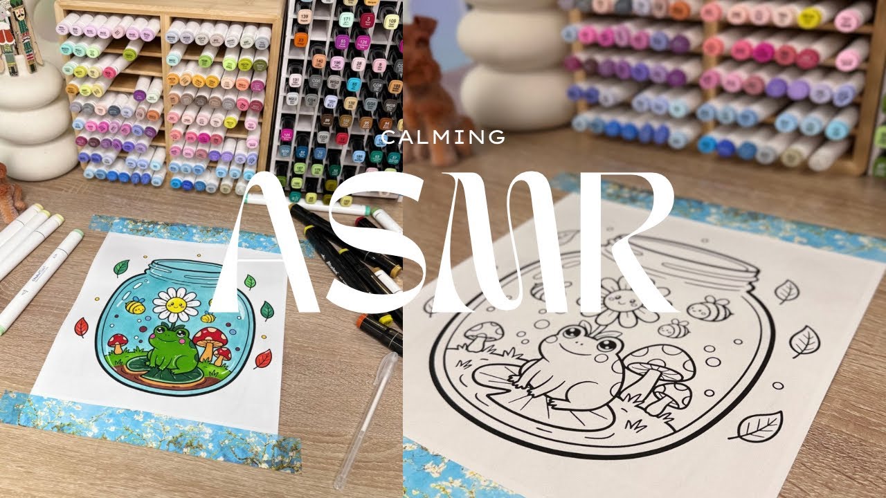 Therapeutic ASMR Coloring Session🐸 | Ohuhu or Abeier Markers? | No ...