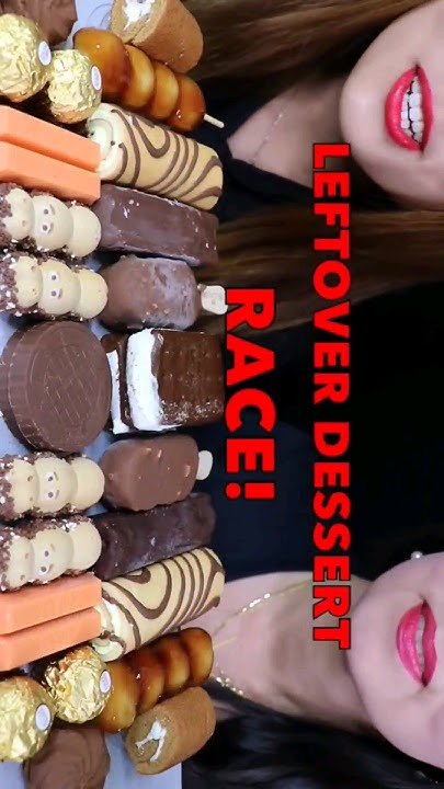 1st Kim&Liz ASMR Leftover Dessert Race sped up 10x #viral #mukbang # ...
