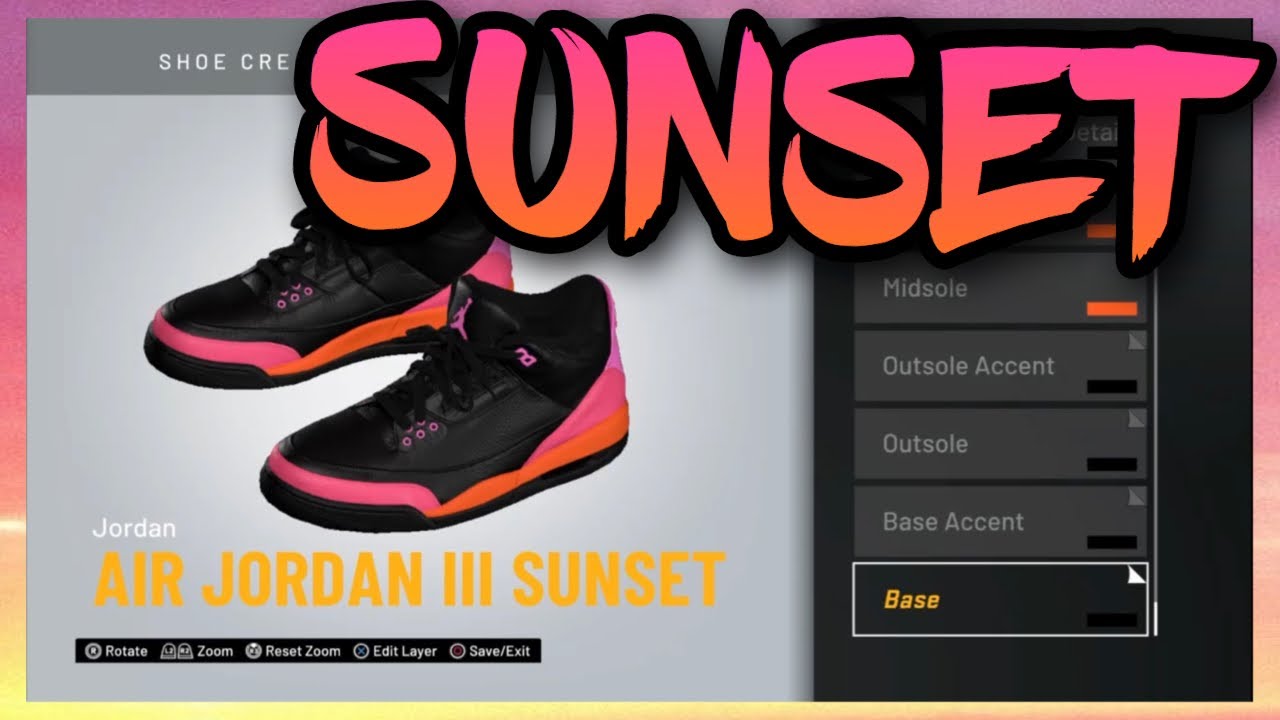 NBA 2K20 Shoe Creator - Air Jordan 3 Custom "Sunset" - YouTube