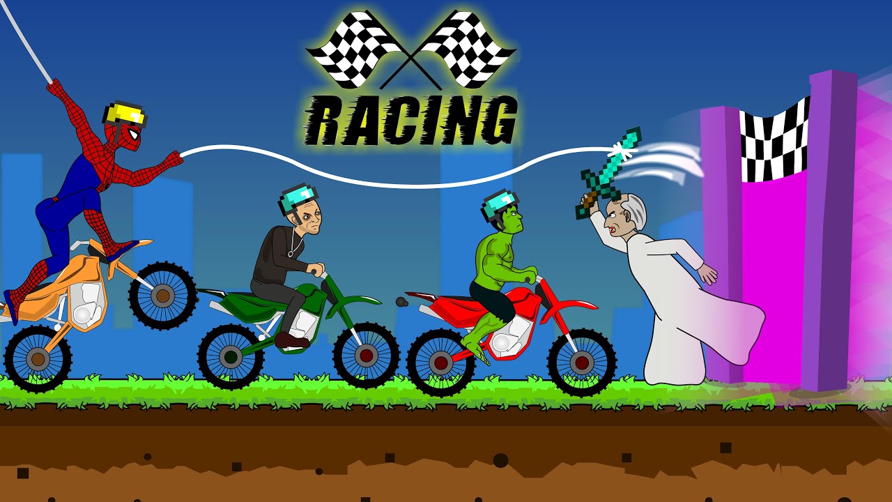 SPİDERMAN vs GRANNY ,HULK, GRANDPA -RACİNG ANİMATİON - - YouTube