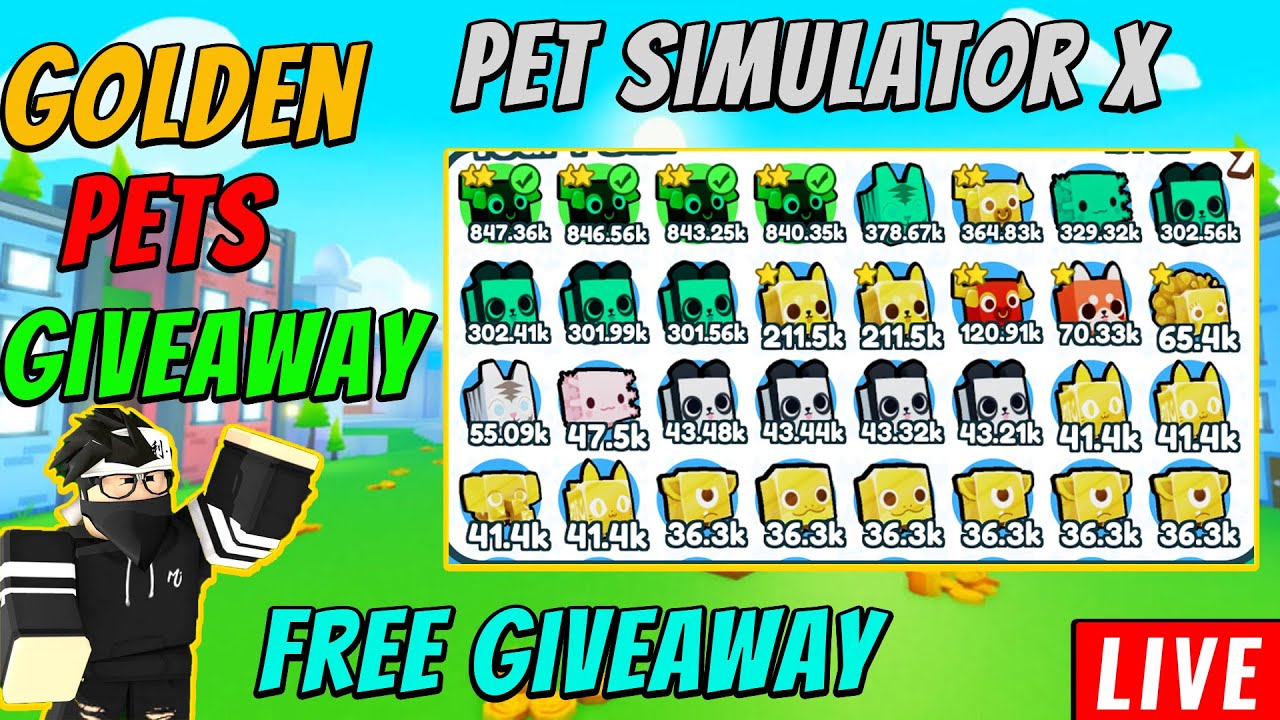 Pet Simulator X | GIVEAWAY | GOLDEN PETS GIVEAWAY! | Roblox LiveStream ...