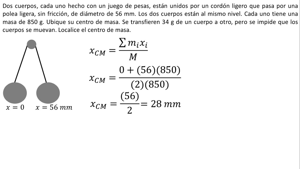 Física | Centro de masa | Ejemplo 6 - YouTube