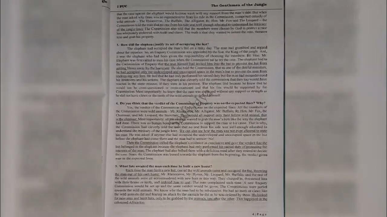 Class 11 English chapter 1 detailed notes the gentleman of the jungle ...