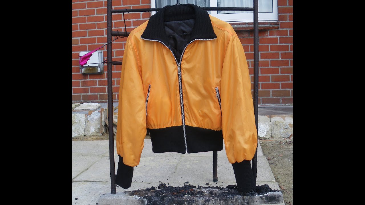Fetish fun: Burn polyester women's jacket.. - YouTube