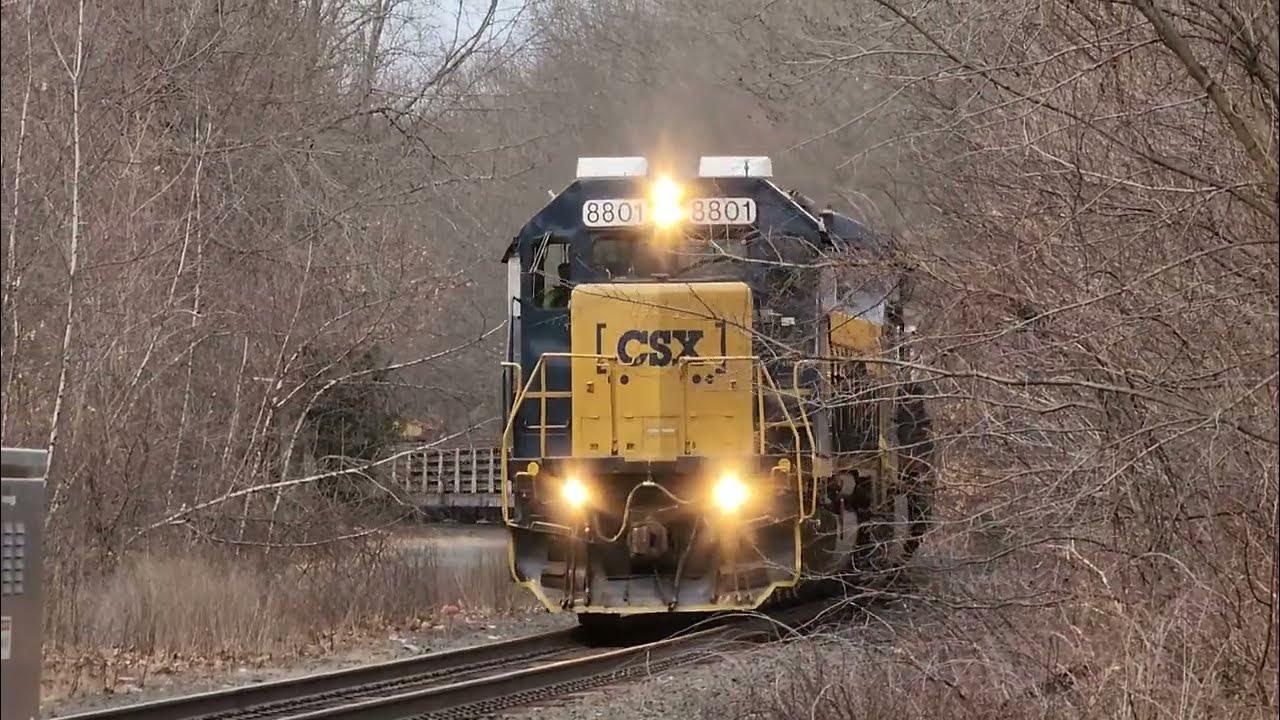 CSX W025-16 rail train for Maine, at West Brookfield, MA - YouTube