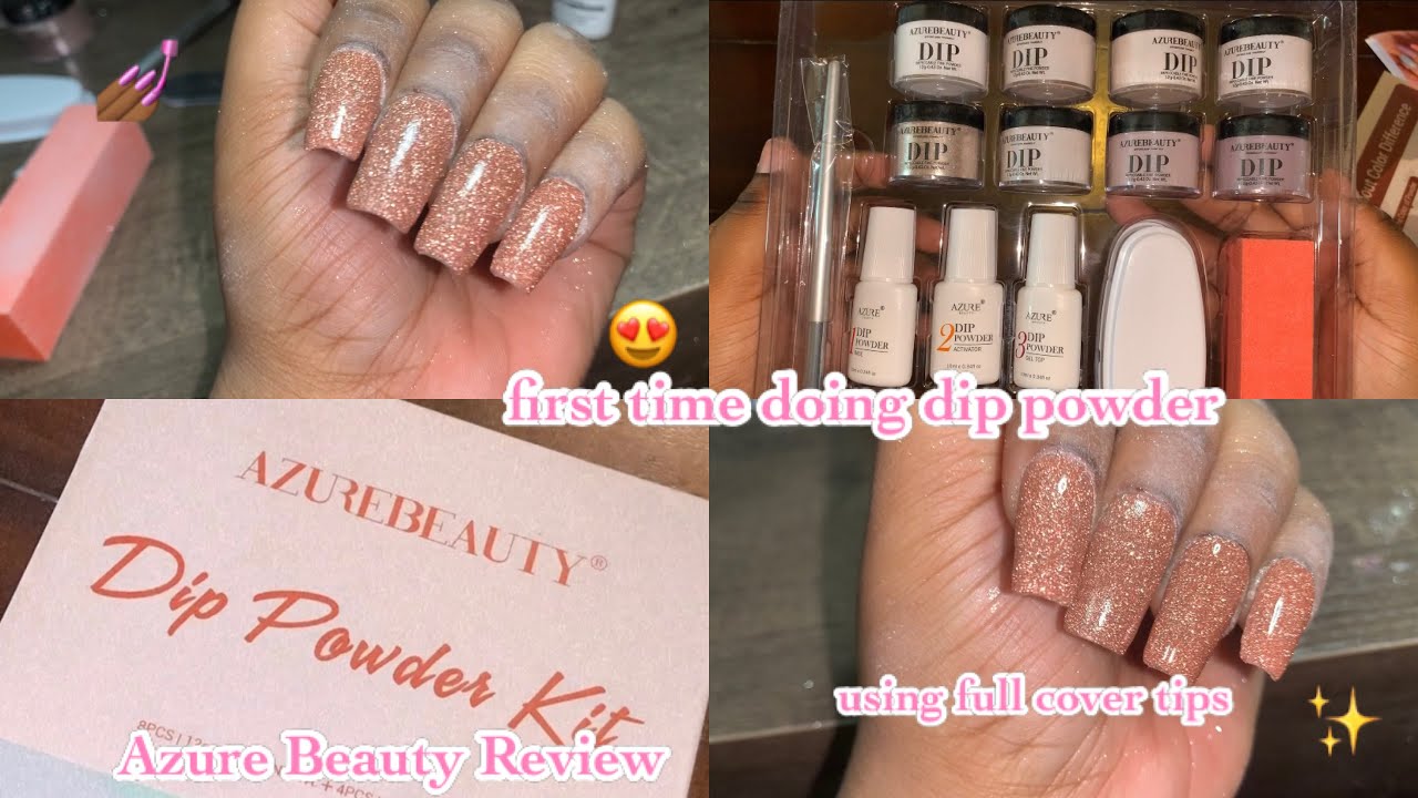 My FIRST Time Doing DIP POWDER| AZURE BEAUTY REVIEW | Beginner Friendly ...