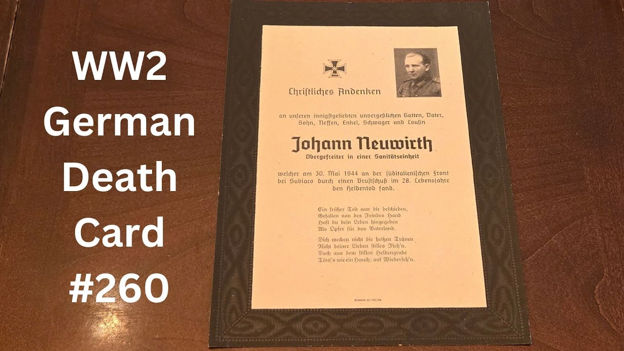 WW2 German Death Card #260 - YouTube