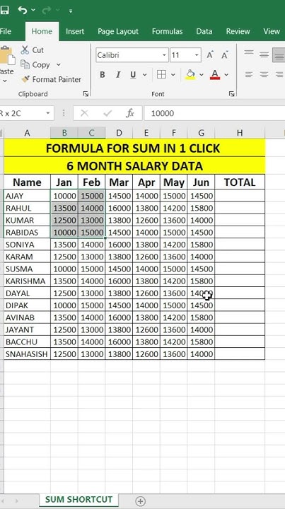 Sum in Excel in One click 🔥 Excel Shortcut for Sum #excel #exceltips #shorts #ytshorts - YouTube