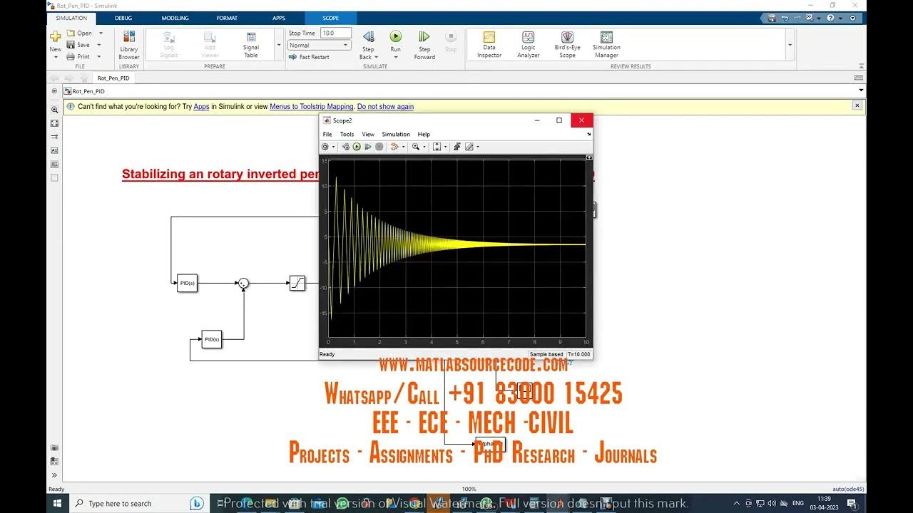 Stabilizing an rotary inverted pendulum using Fuzzy logic, PID, and LQR matlab simulation - YouTube