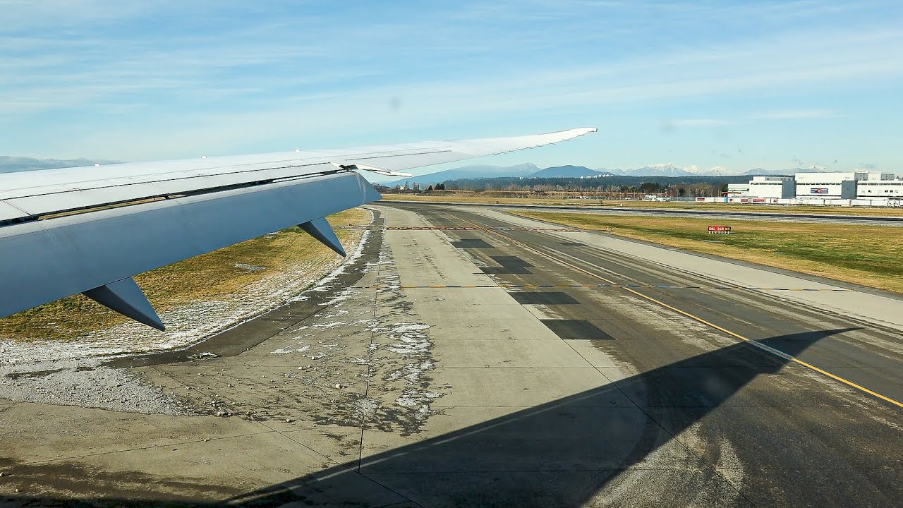 Cold Wintery Arrival into the Vancouver International Airport Onboard ...