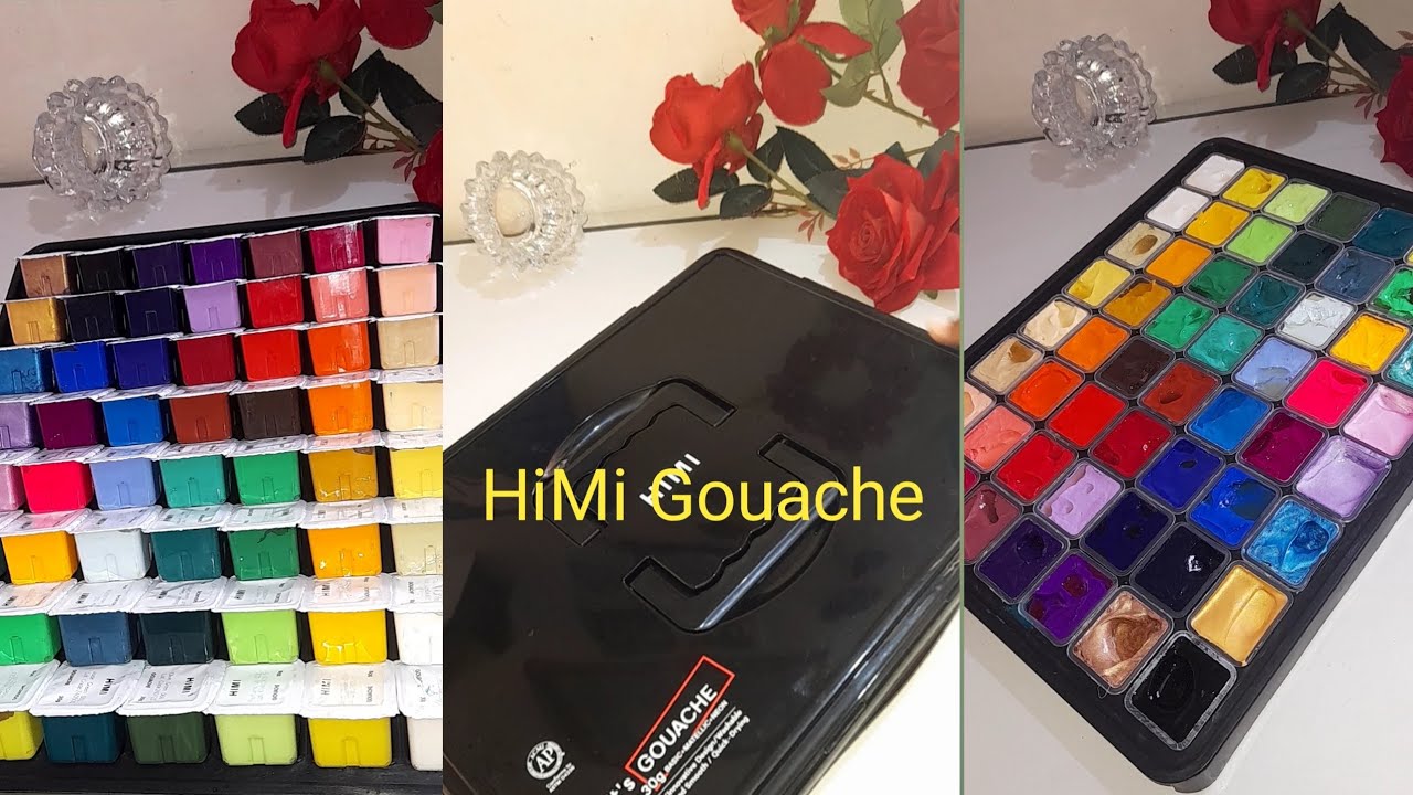 Himi gouache paint 56 colour unboxing - YouTube
