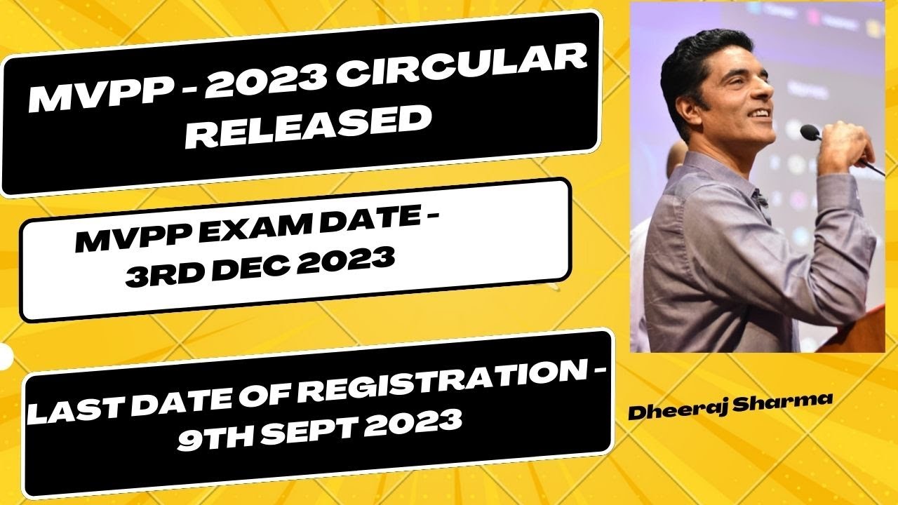 MVPP 2023 circular released# Exam date 3rd December 2023# Last date of ...