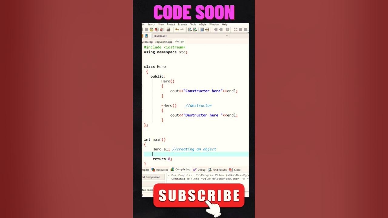 Destructor In C Codesoon Coding Youtube