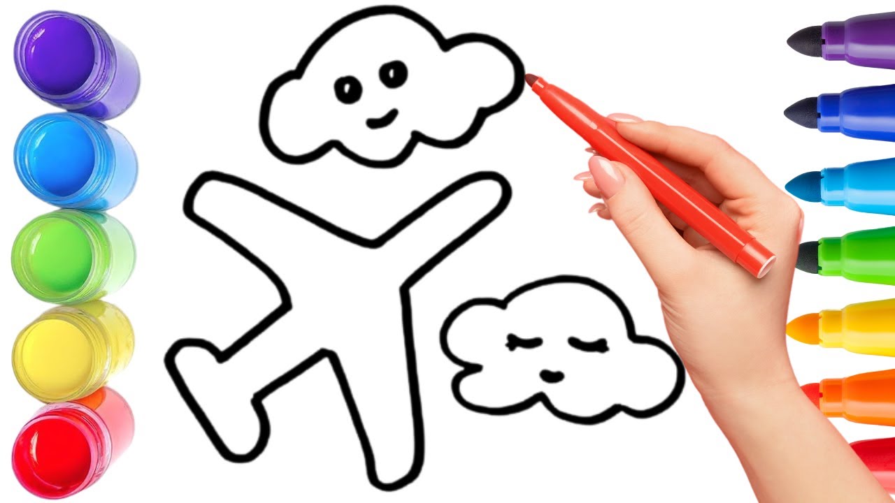 How To Draw Hello airplane Drawing, Painting & Coloring For Kids and ...