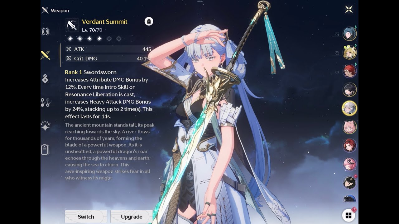 Early Jinhsi build | No Signature Weapon | Verdant Summit | below ...