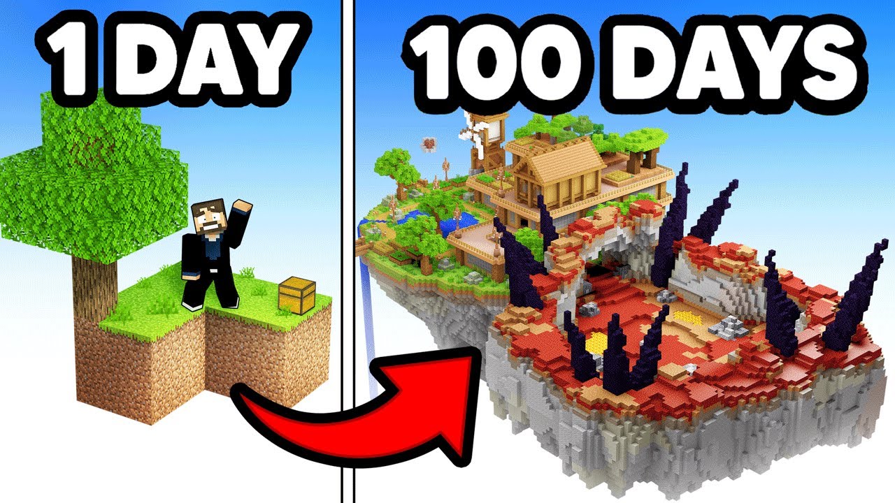 I Survived 100 Days on a Minecraft Skyblocks Server - YouTube
