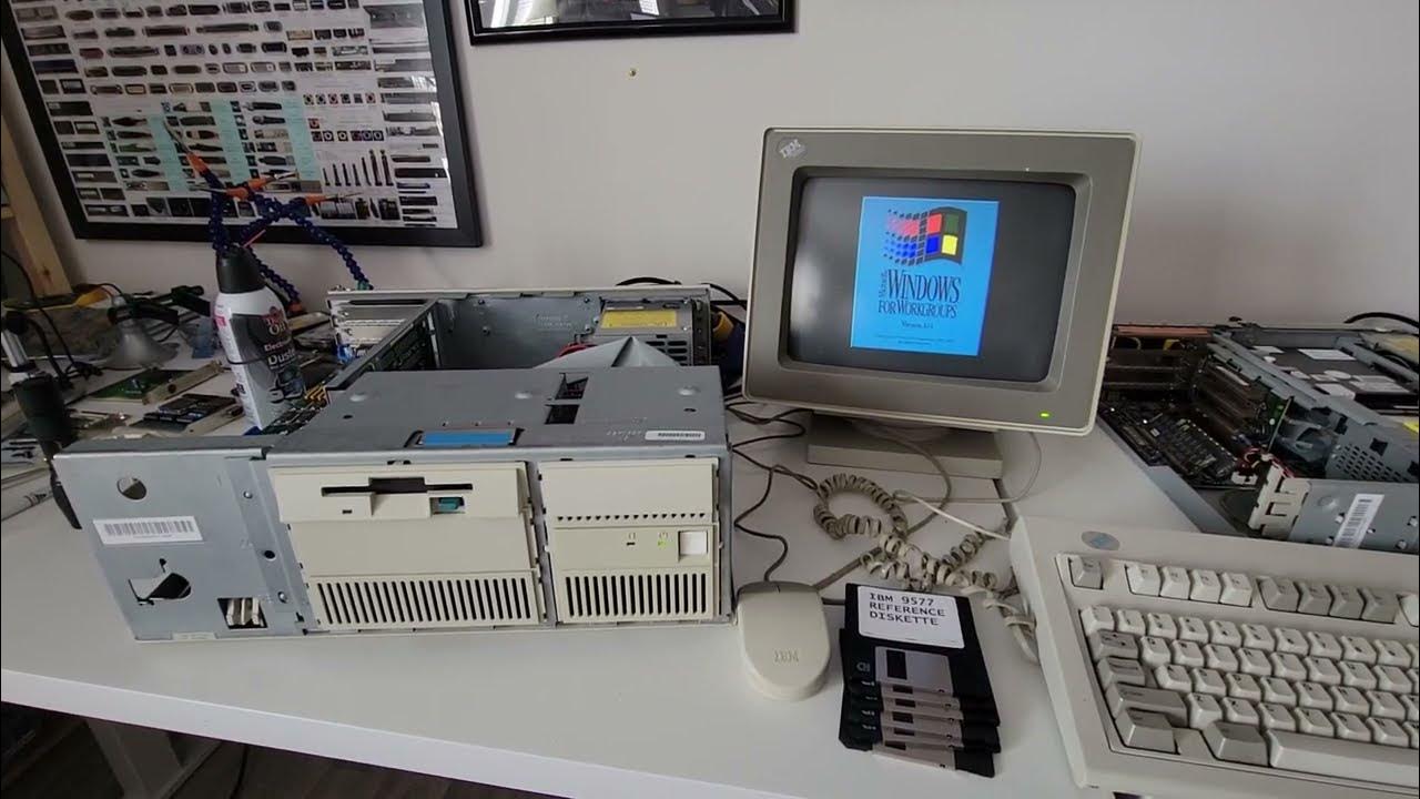 IBM PS/2 Model 77 DWG 486/66 PC Boot Up - YouTube