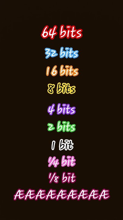 64 bits,32 bits,16 bits,8 bits,4 bits,2 bits,1 bit,¼ bit,⅛ bit,ÆÆÆÆÆÆÆÆÆ - YouTube