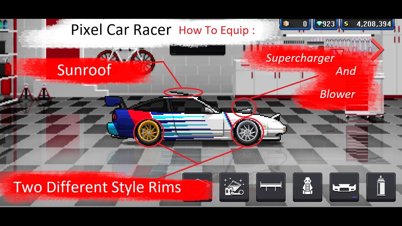 Pixel Car Racer How To Equip Two Different Style Rims, Sunroof ...