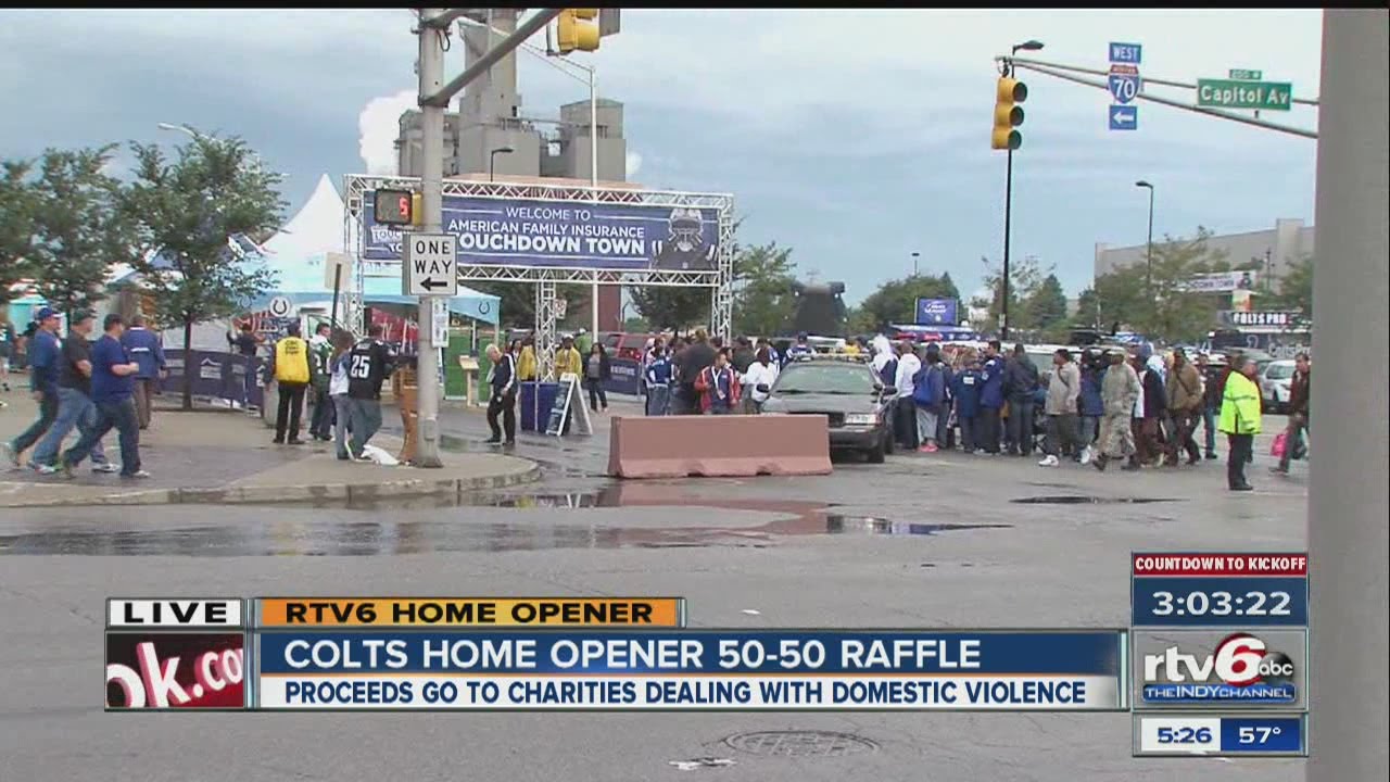 Proceeds of Colts 50-50 raffle go to domestic violence - YouTube