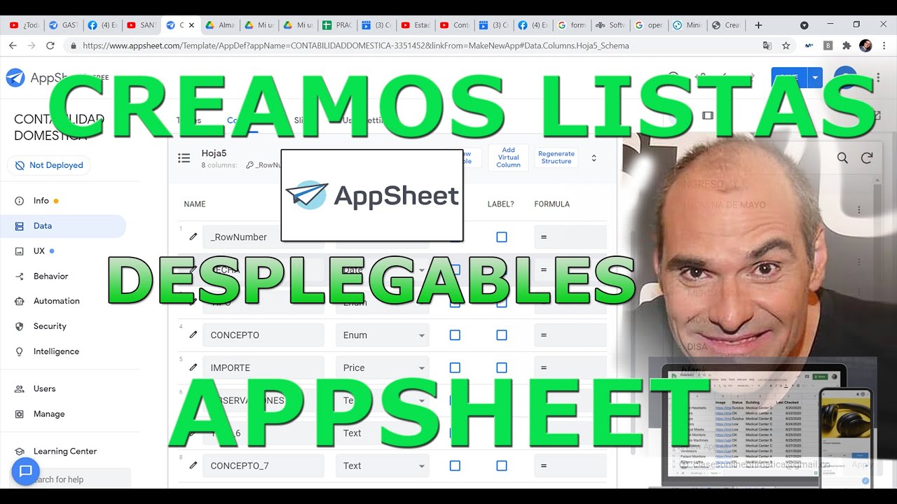 Crea tu primera app con Excel y appsheet. Curso de appsheet en español, listas desplegables con ...
