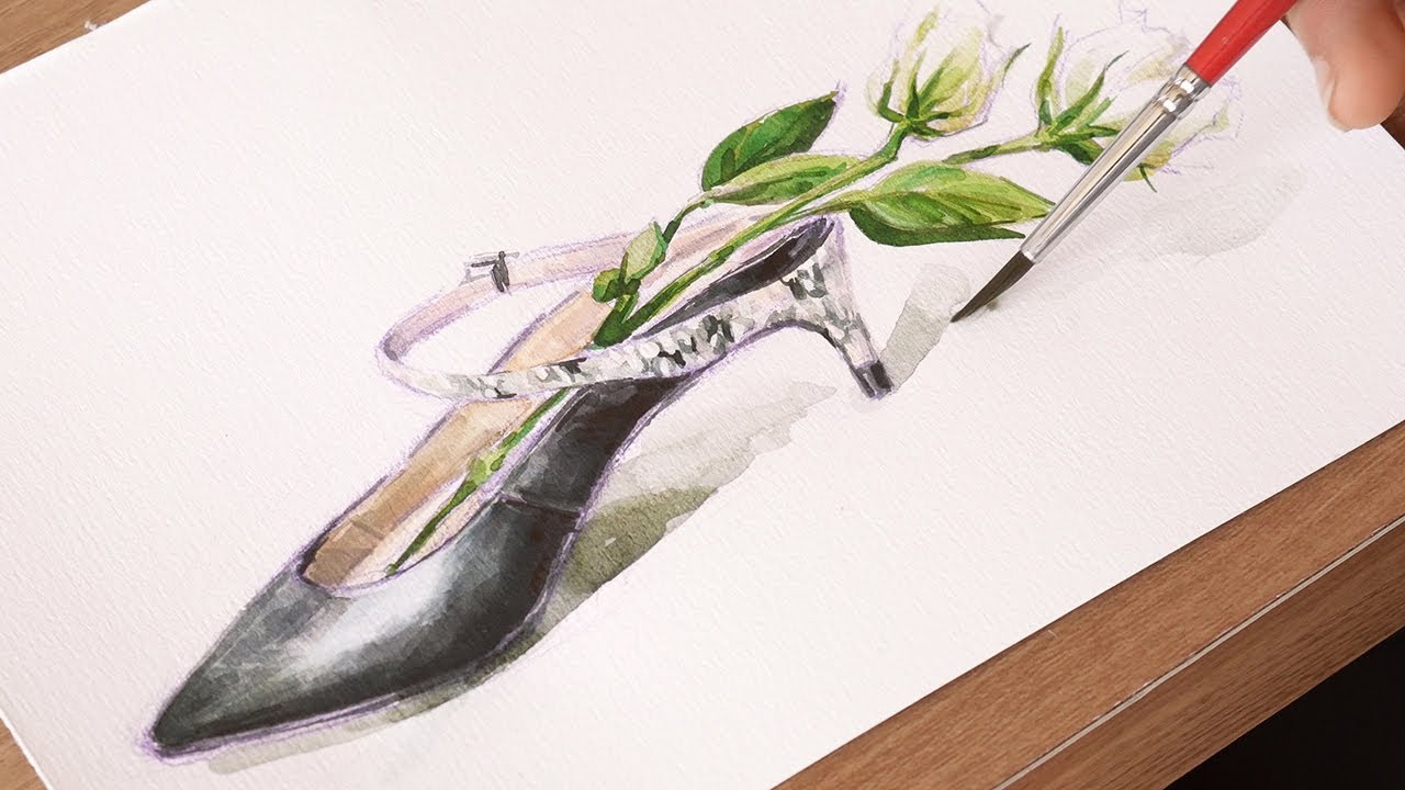 Kitten heel/ 키튼 힐 (Drawing Fashion Illustration 패션 일러스트 그리기) - YouTube