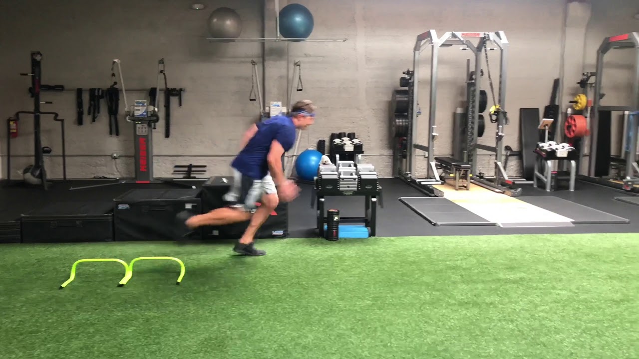 Staggered Stance Hurdle Jump to Linear Acceleration - YouTube