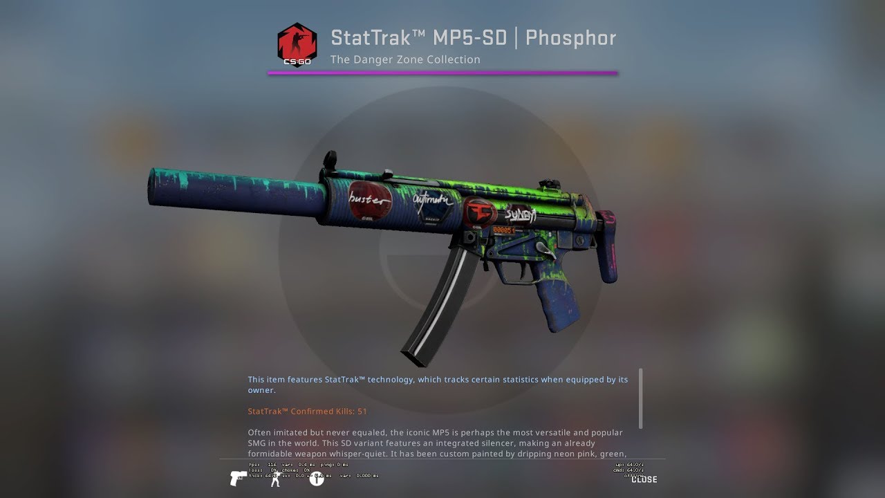 StatTrak™ MP5-SD | Phosphor | Battle-Scarred | Skin Showcase CS:GO - YouTube