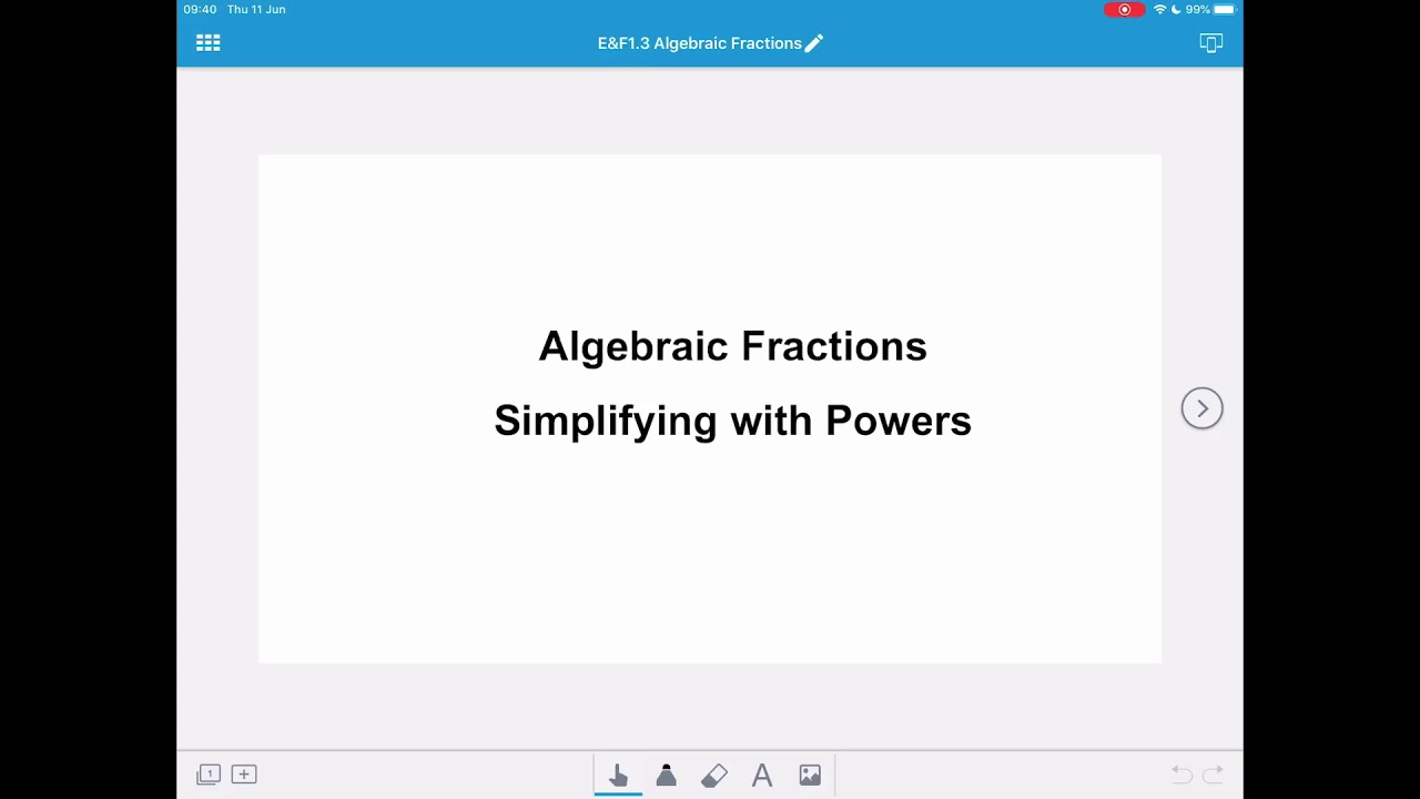 E&F1.3 Algebraic Fractions 1 Simplifying by Powers - YouTube