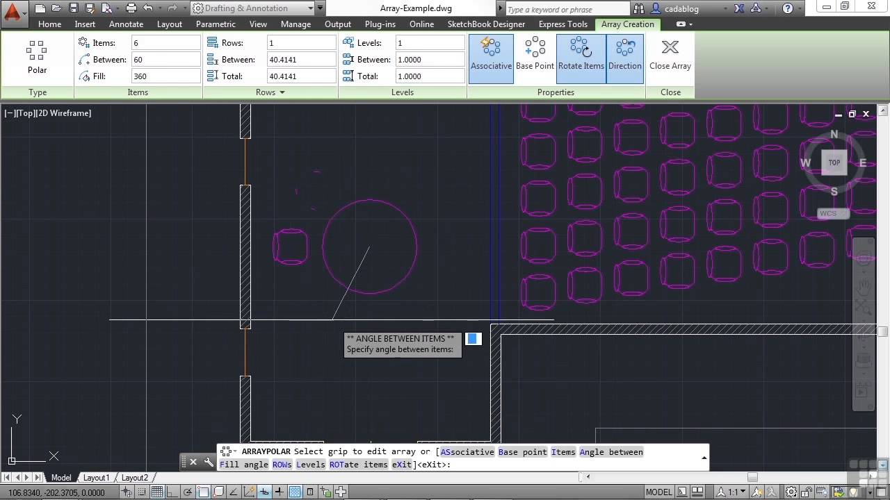 Beginners Autodesk Autocad 2014 Tutorial Polar Arrays Youtube 9983