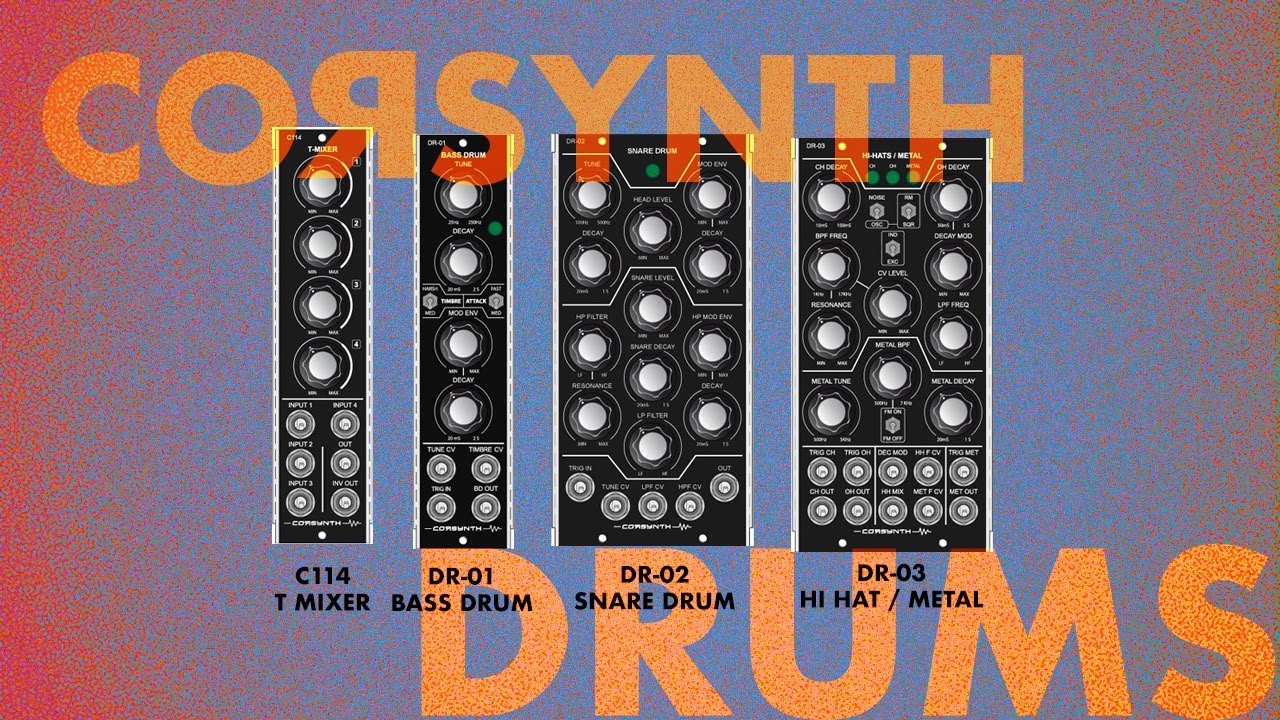 Corsynth Drum Modules + Transistor Mixer - YouTube