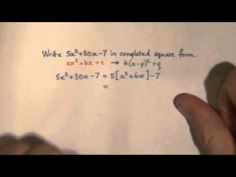 Completing the square (a not equal to 1) - YouTube