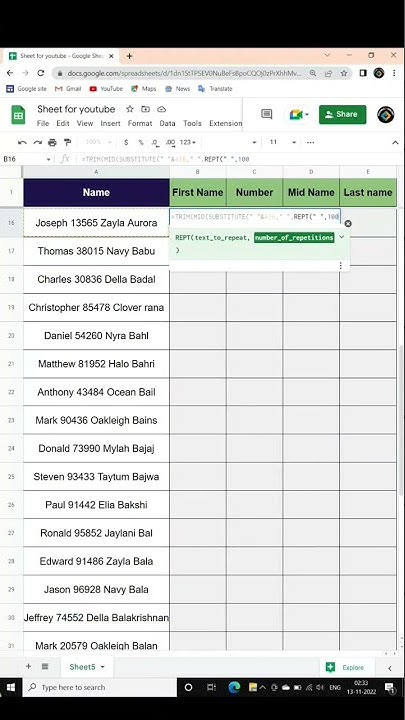 Mid Function | Extract first name, middle last name without using left, right only single ...