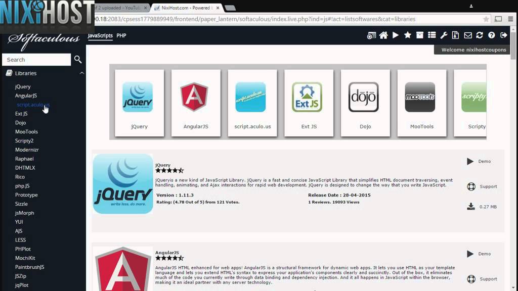 Installing script.aculo.us with Softaculous in cPanel - YouTube