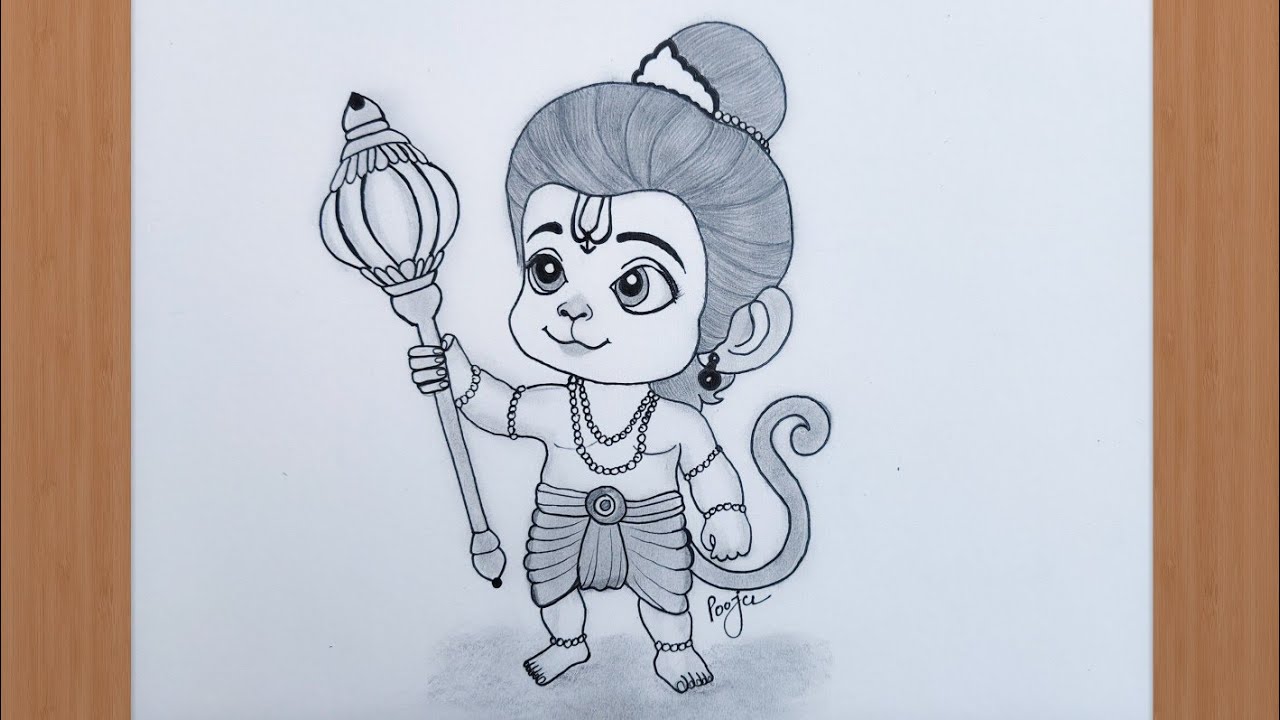 LITTLE HANUMAN DRAWING || HOW TO DRAW HANUMAN || BAJARANGBALI DRAWING ...