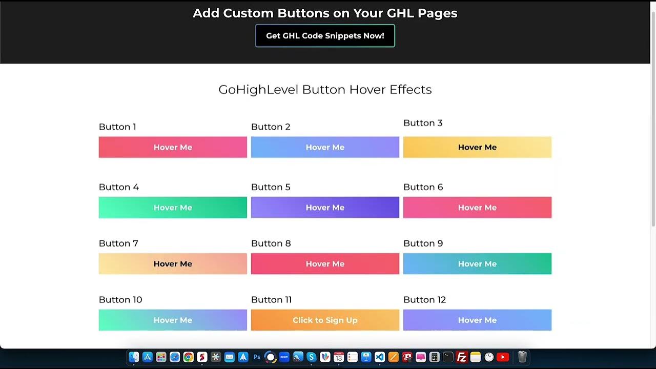 Add 18 different Button Hover Effects in GoHighLevel Page - YouTube