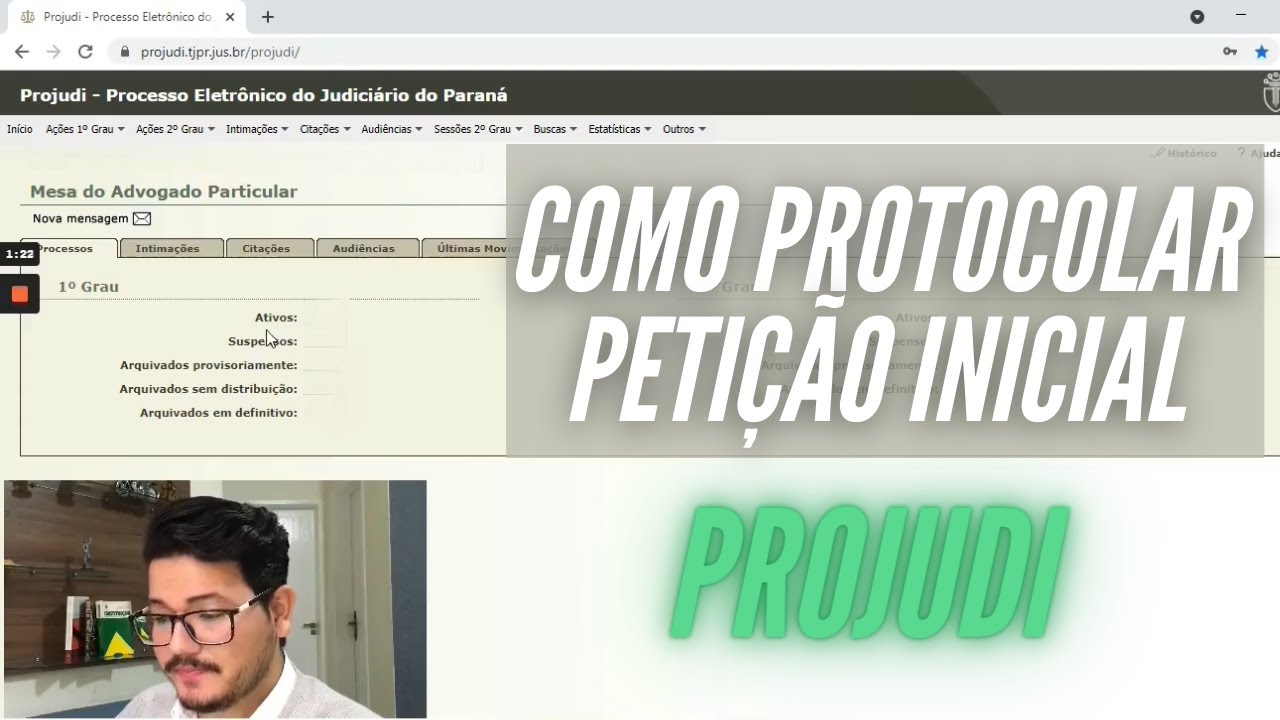 Como protocolar petição inicial na prática sistema PROJUDI. Passo a ...