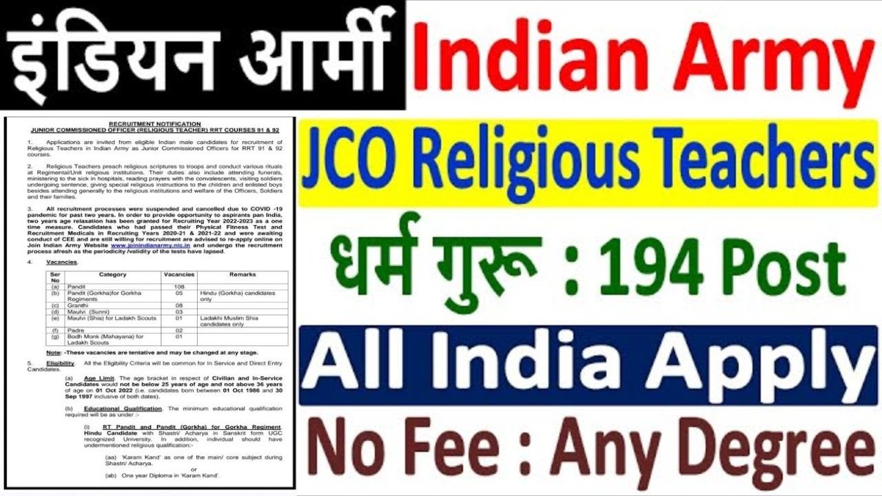 Army JCO Religious Teachers Recruitment 2021 Army JCO RT Dharam Guru army-jco-religious-teachers-recruitment-2021-army-jco-rt-dharam-guru